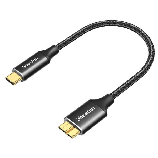 CLEEFUN USB C to Micro B ケーブル 短い/0.3m USB 3.1 10Gbps 高速データ転送 Type C to Micro B 変換ケーブル USB C 外付けhddケーブル マイクロB変換ケーブル 外付けHD...