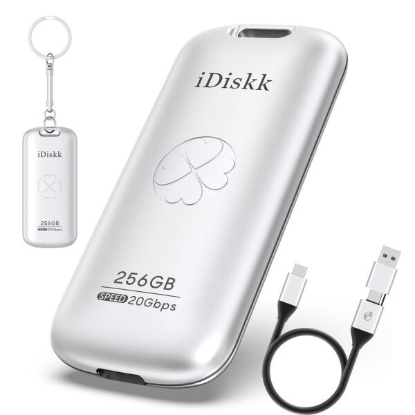 iDiskk 外付けSSD 256GB USB3.2 Gen2*2 読込み最大2000MB/秒 (20Gbps) 超高速軽量小型 ポータブル 外部SSDドライブ・ストレージ Type-C/USB-Aのデバイス/Macbook/Android...