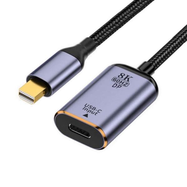 chenyang USB C - ミニディスプレイポートケーブル、USB Type Cメス入力からミニディスプレイポート 1.4オス出力HDTVケーブル 8K@60hz 4K@120hz タブレット/携帯電話/ノートパソコン用商品コード：4...