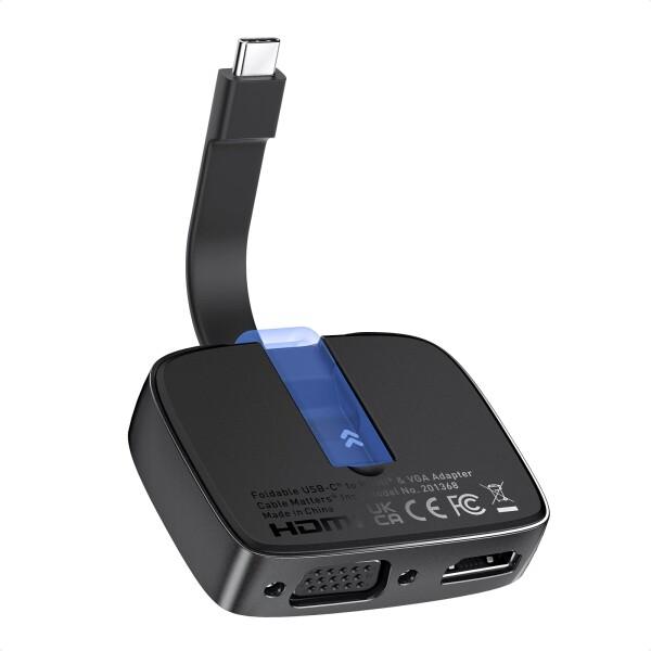 Cable Matters ポータブル USB C VGA HDMI 変換アダプタ 4K@60Hz HDMI 1080p VGA 折りたたみ式 Thunderbolt VGA HDMI 変換アダプタ XPS Surface Pro 適用 (...