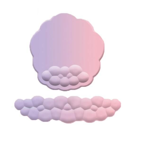 キーボード用リストレスト マウスパッド リストレスト一体型 かわいい雲のデザイン PUレザー 手腕サポート ハンドレスト付き 腕置き 快適 手触り良い 人間工学 滑り止め オフィス/ホーム用 長さ43cm (紫+ピンク)商品コード：4906...