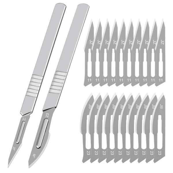 工業用メス 刃 切削工具 彫刻 DIY プラモデル 用工具 美術用品(11号手術柄+11号刃*10、23号手術柄+23号刃*10) (A)商品コード：49069211166型番：XM-5863カラー：A製品の内容:11号/23号手術刀柄各一...