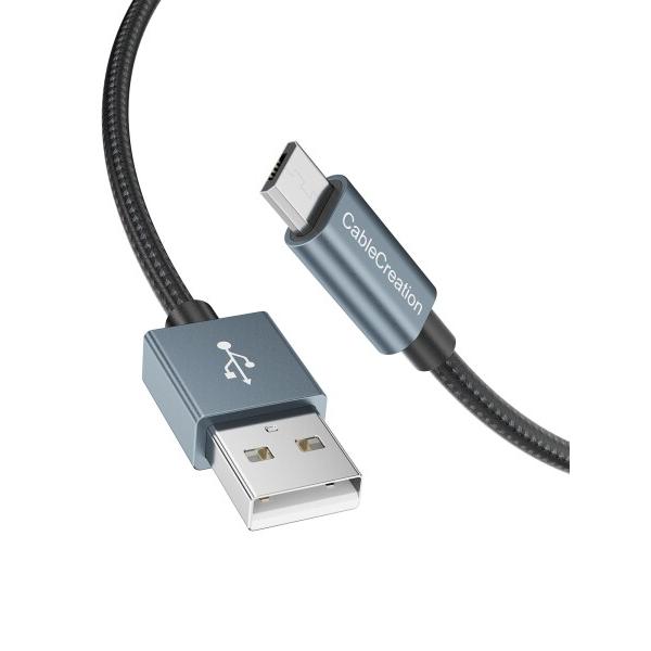 Micro USBケーブル, CableCreation USB 2.0 to Micro USB 高速充電 Micro B 編組ケーブルPS5/PS4, Raspberry Pi Zero, Chromecast, スマホン等に適用 グレ...