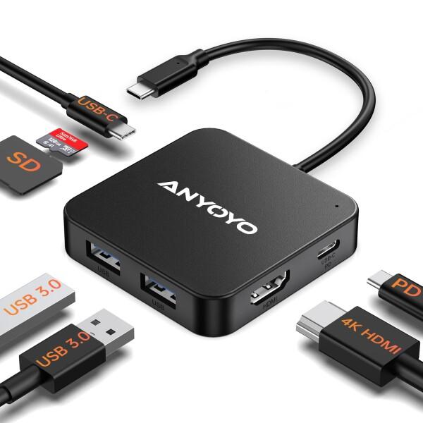ANYOYO USBハブ Type-C 7-in-1 100W PD急速充電 4K HDMI出力 USB3.0ポート SD/TFカードリーダー MacBook Pro/Air Switch2対応 タイプCハブ商品コード：4906921286...