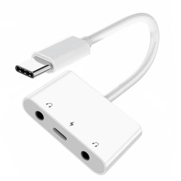 CY Type C USB-C - デュアル 3.5mm オーディオ AUX &amp; MIC サウンドカード PD電源充電アダプター付き ノートパソコン タブレット 携帯電話に対応商品コード：49069214889型番：UC-155-T...