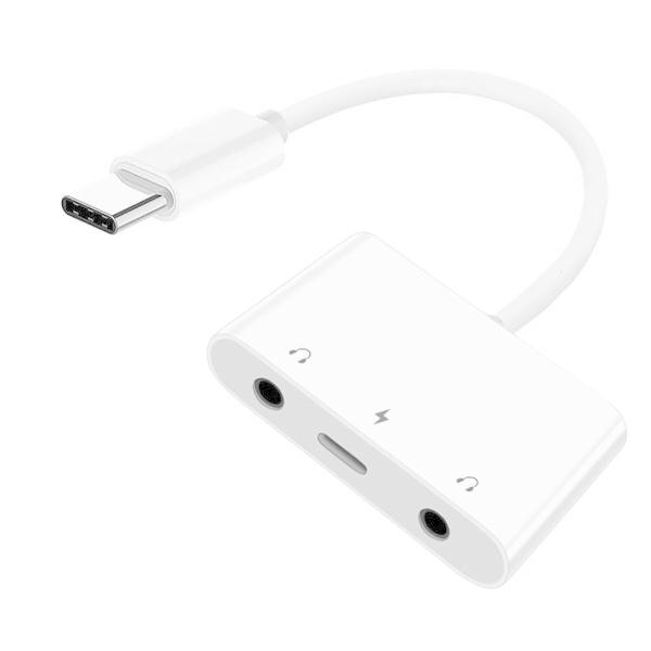 NFHK Type C USB-C - デュアル 3.5mm オーディオ AUX &amp; MIC サウンドカード PD電源充電アダプター付き ノートパソコン タブレット 携帯電話に対応, NF-UC-155-TC005商品コード：490...