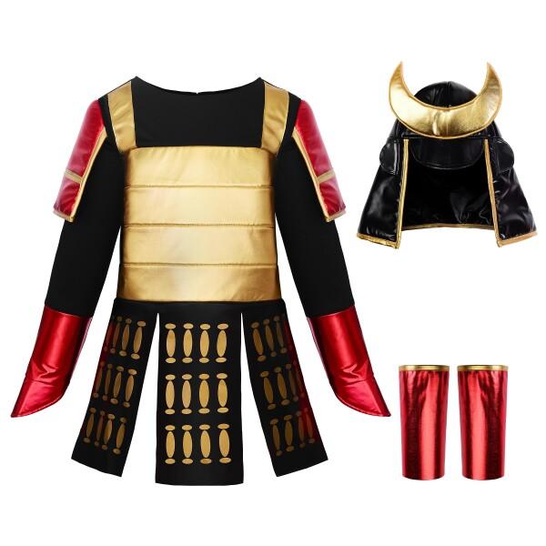 (ReliBeauty) ハロウィン 武将 甲冑 子供 和風 コスチューム 帽子セット 黒 110商品コード：49069215798サイズ：110カラー：ブラック【セット内容】かぶと、よろい【素材】表地 ポリエステル 100%、裏地 コット...
