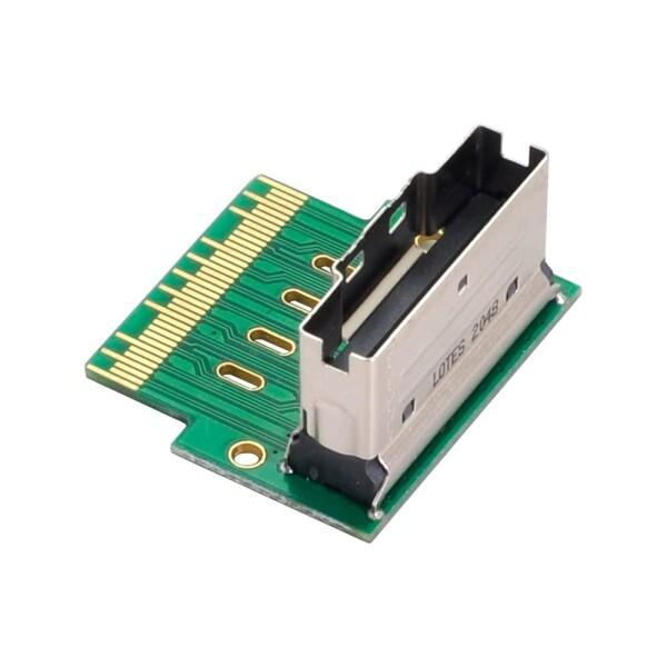 NFHK PCI-E Slimline SAS 4.0 SFF-8654 8i 74ピン → SFF-8654 74ピン オス→メス 延長アダプター 角度付きテストツール商品コード：49069222278型番：SF-007Ultraport...