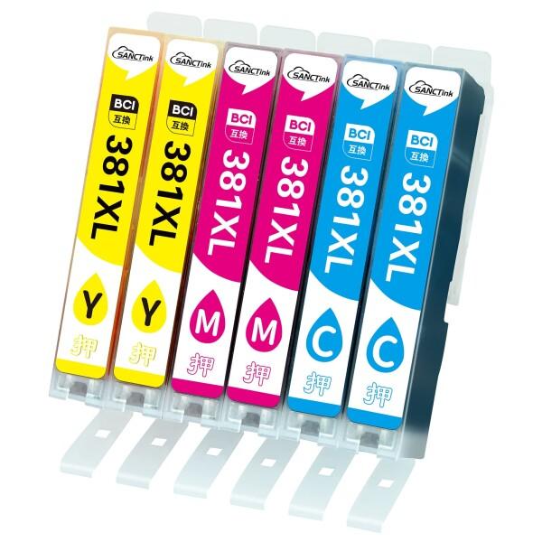 キャノン対応 381 XL インク Canon用 BCI-381XL インクカートリッジ カラー３色（シアン/マゼンタ/イエロー）各2本 計６本セット 対応機種： TS8130 TS8230 TS8330 TS8430 TS6330 TS6...