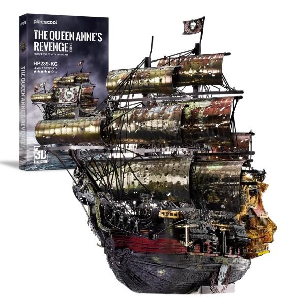 Piececool(ピースクール) 立体パズル アン女王の復讐号 帆船 海賊船 メタリックナノパズル 3dメタルパズル 金属製 組み立て必要 接着剤不要 難易度5つ星 中級者 大人向け コレクション商品コード：49069225096型番：H...