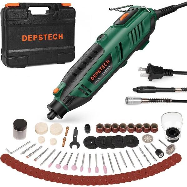 DEPSTECH ミニルーター 40000RPM高速回転 128点アクセサリー 電動リューター 6段変速 ハンドルーター シールドアタッチメント フレキシブルシャフト 木工/彫刻/穴あけ/研磨/切断/切削/つや出し/マニキュア/汚れ落とし ...
