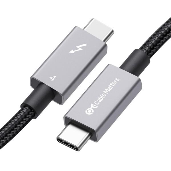 (Intel認定) Cable Matters 40Gbps 編組Thunderbolt 4 ケーブル - 0.5m、 240W 充電・ 8K ビデオ、サンダーボルト4 ケーブル、MacBook Pro/iMac 用の、 Thunderbo...