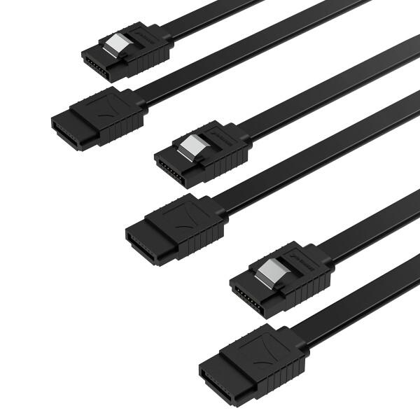 SABRENT SATAケーブル（ストレートコネクタ）SSD/HDD/CDおよびDVDドライブ用SATA III 6Gbit/秒用ロック付き/PC、ミニPC、MacBook、ノートPCに使用 （3個パック、20インチ） ブラック （CB-S...