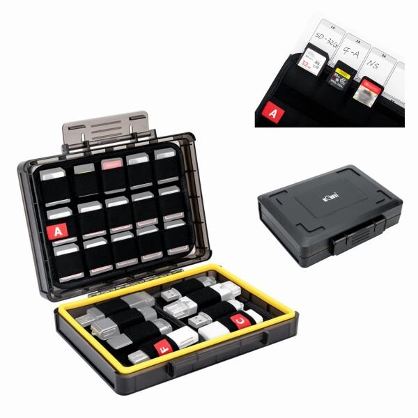 KIWIFOTOS 大容量 USBメモリ メモリーカードケース USBメモリ x16本+SD/switchソフト/Ps Vita/CFexpress Type A カード x30枚 収納可能 SDカードケース PC製 丈夫 耐圧 耐衝撃 防...