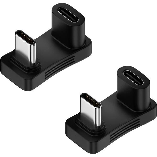 MUXER USB Type C U字 アダプタ 11mm 超広幅USB C U字型 アダプタ PD3.0 超高速充電 USB 3.1/3.0/2.0に対応 180° オス メス タイプc 変換 アダプター (2個入り)商品コード：4906...