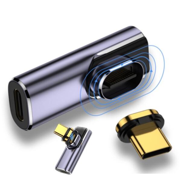 fine-R USB-C マグネット 式 方向 変換 アダプター USB4 TYPE-C 左右 ミドルベント 型 USB4.0 高速充電 PD充電 100w 高速データ転送 40Gbps タイプc type-c 変換アダプタ (PL保険加入...