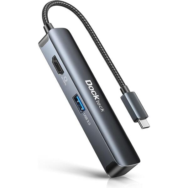 USB C ハブ Dockteck, USB-C アダプタ 5-in-1 USB Type Cマルチポート ハブ 4K HDMIポート 2つのUSB 3.0ポート SD/Micro SDカードリーダ MacBook Pro/MacBook ...
