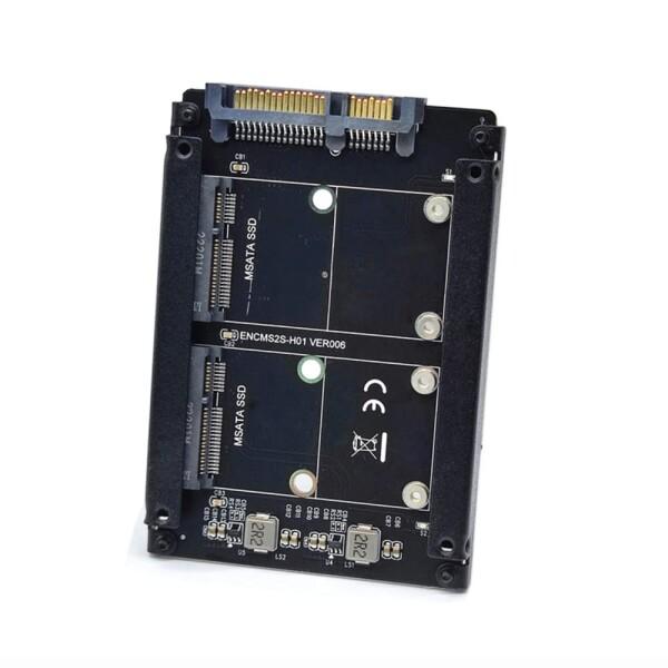 Xiwai デュアルMSATA Mini-SATA SSDカード JBOD Raid0 スパンブリッジから2.5インチSATAコンボHDDディスクドライブエンクロージャ。商品コード：49069251832型番：SA-049カラー：ブラックデ...