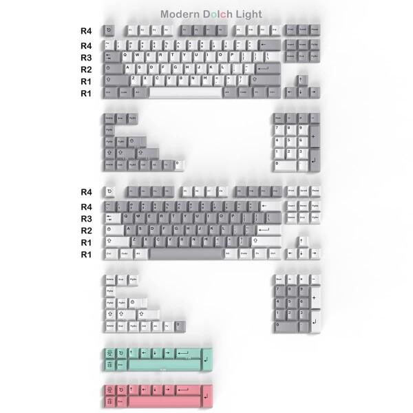 264 キー モダン Dolch ライト キーキャップ セット ダブルショット チェリー プロファイル ホワイト グレー キーキャップ ISO ANSI チェリー MX Gateron Kailh スイッチ メカニカル ゲーミング ギア用商...