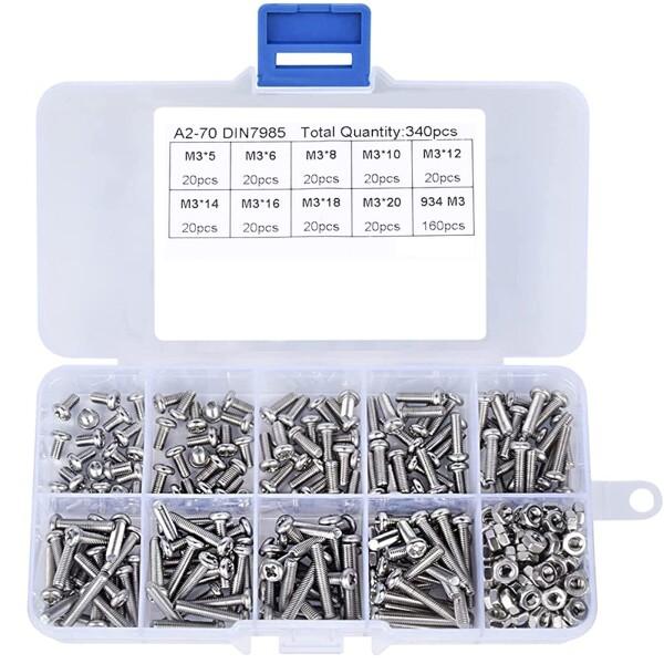 サムコス 小ネジ セット 十字穴付き M3ステンレスねじ 180個入り 六角ナット 160個入 耐腐食 高強度 精密機器用 工事作業用 340個セット（収納ケース付き）商品コード：49069258280型番：LCCサイズ：M3カラー：M3【...