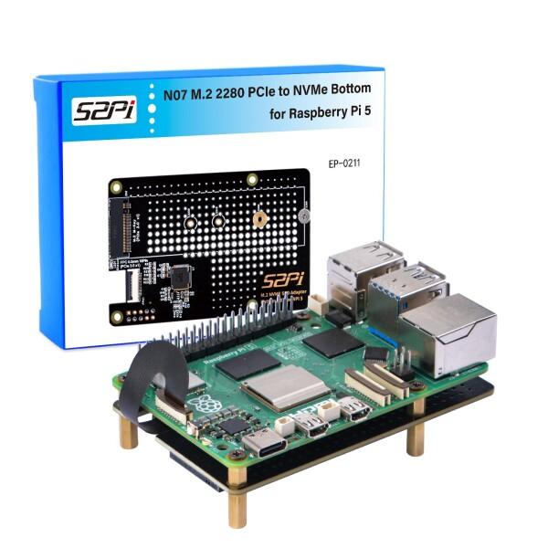 GeeekPi N07 PCIe M.2 M-Key NVMe SSD PCIe 周辺機器ボード、Raspberry Pi 5 用、M.2 Key-M NVMe SSD 2230/2242/2260/2280 をサポート… (N07)商品コ...