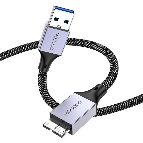MOGOOD USB 3.0 ハードディスクケーブル USB 3.0 MicroB USBケーブル タイプAオス - マイクロタイプBオス 外付けHDD/SSD,Blu-ray,BDドライブ,デジタルカメラ用 (0.5m)商品コード：490...