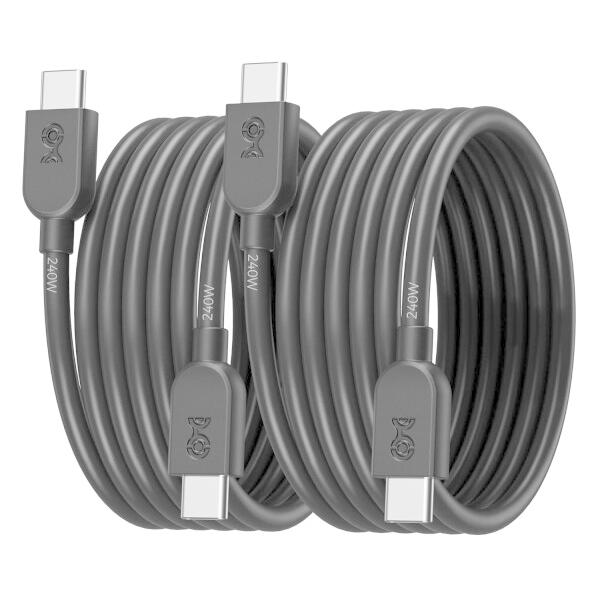 Cable Matters 2 本セット 超柔軟 240W USB-C 充電ケーブル - 0.9m、（超急速充電 140W〜240W、ビデオなし）USBC電源ケーブル、MacBook Pro、iPadPro、iPhone 16/ 15 Pr...
