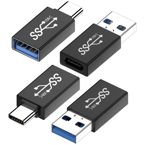 KHkuahai USB 3.2 Type-C 変換アダプタ(2個セット)-USB C USB 3.2 変換アダプタ(2個セット) 最大10Gbpsの高速データ転送, 3A充電, Type C USB-A MacBook Pro/MacBo...