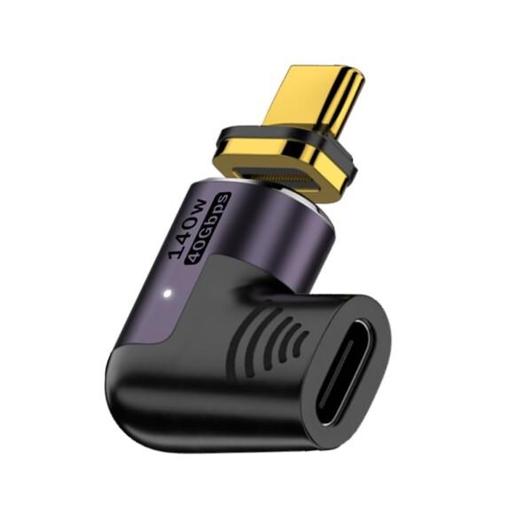 YFFSFDC USB-Cマグネット式 Type C L字 変換アダプタ サイドベンド USB4.0 自動吸着 マグネット 8K@60Hz映像出力 40Gbps高速データ転送 140W急速充電 Type C 変換 アダプタ オス メス Th...