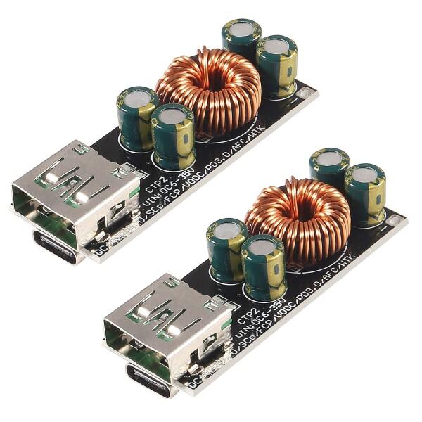 ACEIRMC 60W 6-35V DC - USB Type C PD 3.0 QC4 Type A QC3.0 DC 高速充電 12V 24V ステップダウン電源モジュール 携帯電話 クイックチャージアダプター, 2個, 50x17x1...