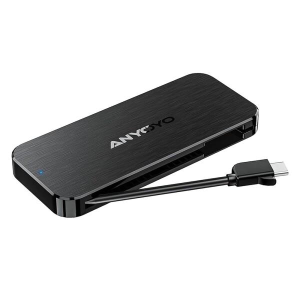 ANYOYO NVMe SSD ケース、Type-C ケーブル内蔵、10Gbps 高速??SSD ケース、M.2 PCIe NVMe/SATA SSD 用 USB 3.2 Gen 2 M.2 シャーシ、プラグ アンド プレイ、NGFF/NV...