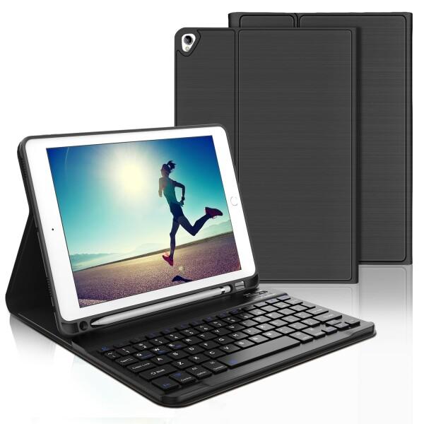 iPad 第9世代 キーボードケース iPad 第8世代 第7世代 キーボード (10.2インチ) iPad Pro 10.5インチ iPad Air 第3世代に適用 Bluetooth ワイヤレス キーボードカバー 脱着式 オートスリープ...