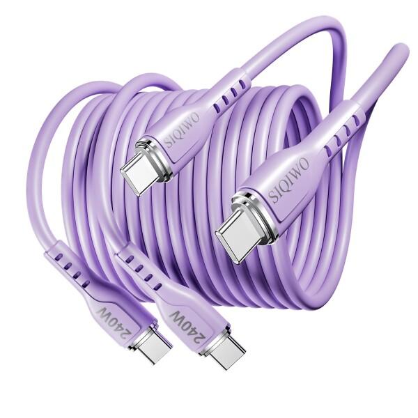 SIQIWO 240W USB Type C - USBタイプ ケーブル、(2M/2パック) PD 5A急速充電器ケーブル、iPhone 16/15 Pro Max、iPad Pro 2021/iPad Air 4/MacBook Pro ...