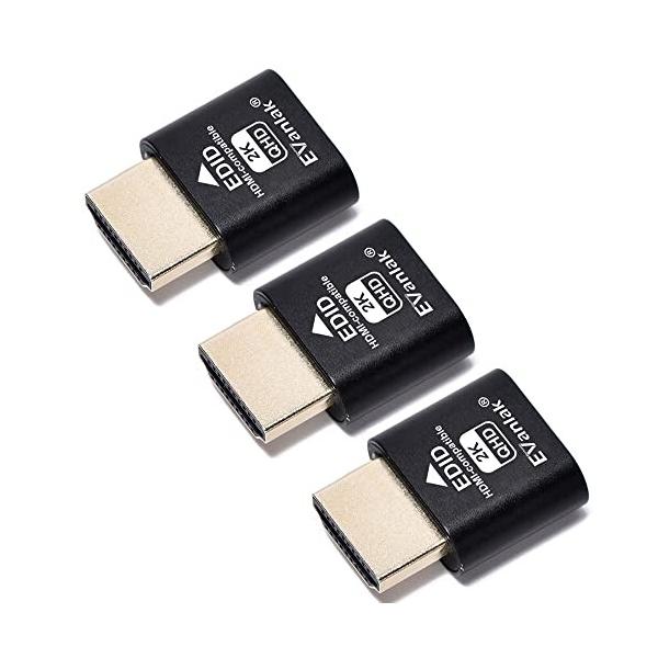 EVanlak HDMIダミープラグ ヘッドレスゴーストディスプレイエミュレーター プレミアムアルミニウムPC(ヘッドレス-1920x1080 3RD@60Hzに対応)-3パック商品コード：49069706930型番：EVanlak-HDM...