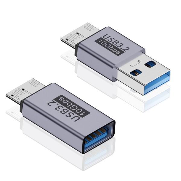 Poyiccot USB A to Micro B 変換アダプタ、10Gbps USB 3.2 Type A to Micro B (メス)-(オス)アダプタデータ転送 Macbook（Pro）/HDD外付けハードドライブ など対応、2セッ...
