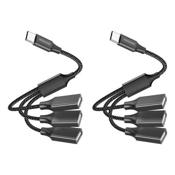 MOGOOD USB C 分岐器 Type C 分岐器 USB Cオスから3つのUSBメスケーブルアダプタ MacBook、iPadPro Air、Microsoft Surface Go、PC、ノートパソコンのマルチハブに適しています対応...