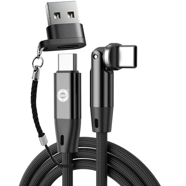 EndlesShine USB Type C ケーブル,540°回転60W 3A PD QC4.0 急速充電タイプc 高速データ転送USB A/Type C to Type-Cケーブル タイプC 充電ケーブル 高耐久ナイロン編み MacBo...