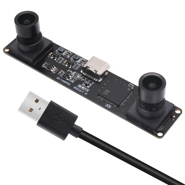 USB カメラ モジュール 1080P 60FPS デュアルレンズ 3D ステレオ カメラ 117°視野角 400万画素 同期型 USB2.0 ウェブカム VR 視覚分析 顔認証 ストリーミング ウェブカム USBプラグ&amp;プレイ L...