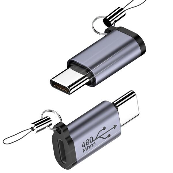 RuiMi 2枚Light-ningからType-C 変換アダプタ/iOS充電ケーブルを変換コネクター 急速充電/データ転送 へアルミニウム合金製Light-ning (メス) toType-C (オス) 対応 iPhone 15シリーズ ...