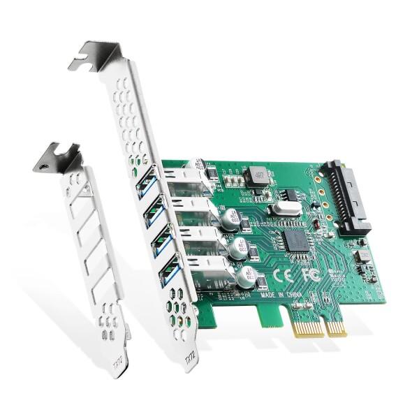 Binardat PCIEから4ポートUSB 3.0拡張カード、セルフパワー、ロープロファイルブラケット、Windows 10/11用USB3ハブコントローラアダプタ商品コード：49070698678型番：Binardat-PCIE-4US...