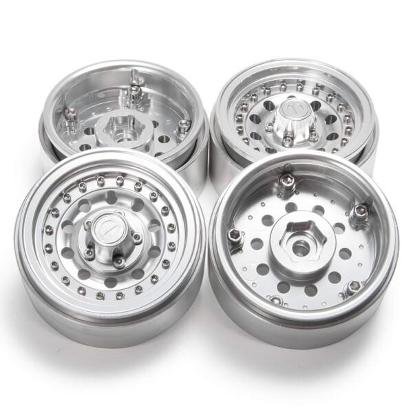 ラジコン カー 1.9インチインターナル ビードロックホイール Internal Beadlock Wheels Hub AXIAL SCX10に RC Crawler 57番 (明るいシルバー, 4個)商品コード：49070724579型...