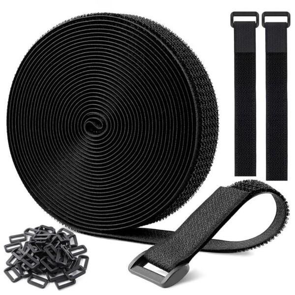 TRIWONDER マジックテープ 強力 面ファスナー 結束バンド 荷締めベルト 固定ベルト ベルクロ テープ マジック バンド ゴムベルト バックル付き 配線収納 荷物梱包 屋外 家庭 工業用 自由にカット（2.5cmｘ5m）商品コード：...