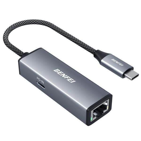 BENFEI USB-C ギガビットイーサネットアダプター｜100W高速充電対応｜Thunderbolt 3/4互換｜RJ45 LANポート搭載｜iPhone 15 Pro/Max・MacBook Pro/Air 2023・iPad Pro...