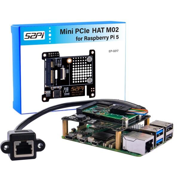 GeeekPi PCIe Express to Mini PCIe HAT M02 Raspberry Pi 5 用、すべての Mini PCIe デバイスをサポート ネットワーク カード Mini PCIe アダプター商品コード：4907...