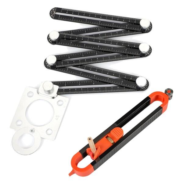 NABESHI 自由スコヤ 輪郭ゲージ ケガキ スクライビング ツール 折りたたみ 工具 木工 DIY 定規 (自由スコヤ（6折）＋輪郭ゲージ)商品コード：49071060916カラー：自由スコヤ（6折）＋輪郭ゲージ【自由スコヤ+輪郭ゲージ...