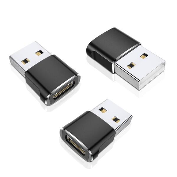 USB CメスからUSB Aオス変換アダプター 3パック｜USB Type-C to A 変換アダプタ｜iPhone対応 15/14/13/12、iPad Pro/Air/Mini、Samsung Galaxy S23/Note 20、Ai...