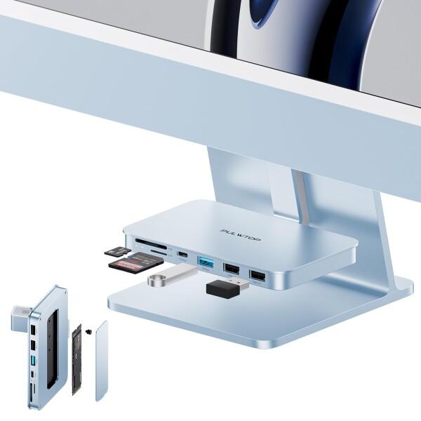 PULWTOP 7 in 1 USB C ハブ iMac 24インチ 2021/2023用 M.2 NVMe SSDスロット付 (SSD含まれない) フック式 Hub USB-C 3.2, USB-A 3.2, 2 USB-A 2.0, 1...