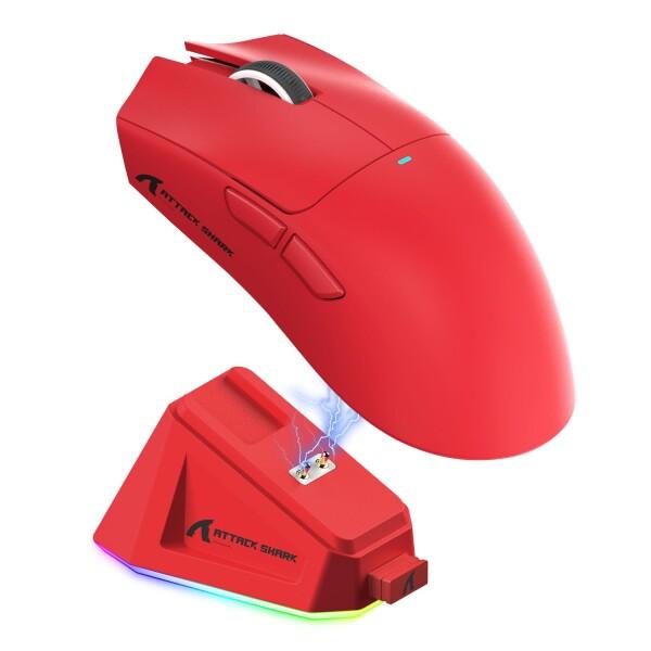 ATTACK SHARK X11 ゲーミングマウス ワイヤレス 無線 2.4g/Bluetooth/USB-C 超軽量63g 22000DPI 充電ドック付き 最大65時間動作 技適取得済み （レッド）商品コード：49071615555カラ...
