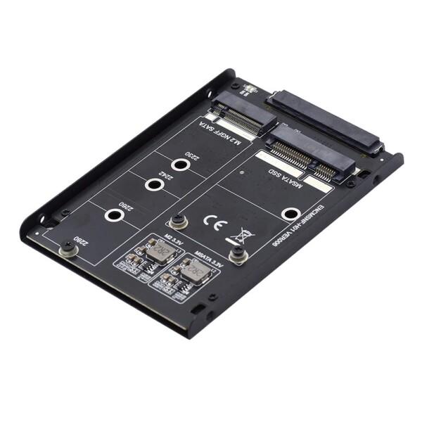 NFHK デュアルMSATA NGFF B+M SSDカード JBOD Raid0 スパンブリッジ 2.5インチ SATA コンボ HDD ディスクドライブエンクロージャ商品コード：49071686245型番：NF-SA-060カラー：ブラ...