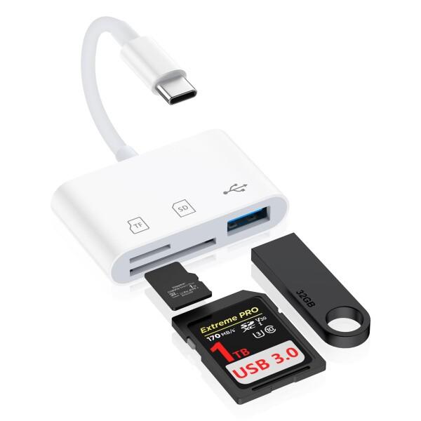 SDカードリーダー Type C 3-in-1メモリカードリーダー USB/SD/TF変換アダプタ USB 3.0/USB-C カードリーダー 0TG機能 設定不要 写真/ビデオ 高速伝送 双方向転送 カメラリーダー iPhone16/15...